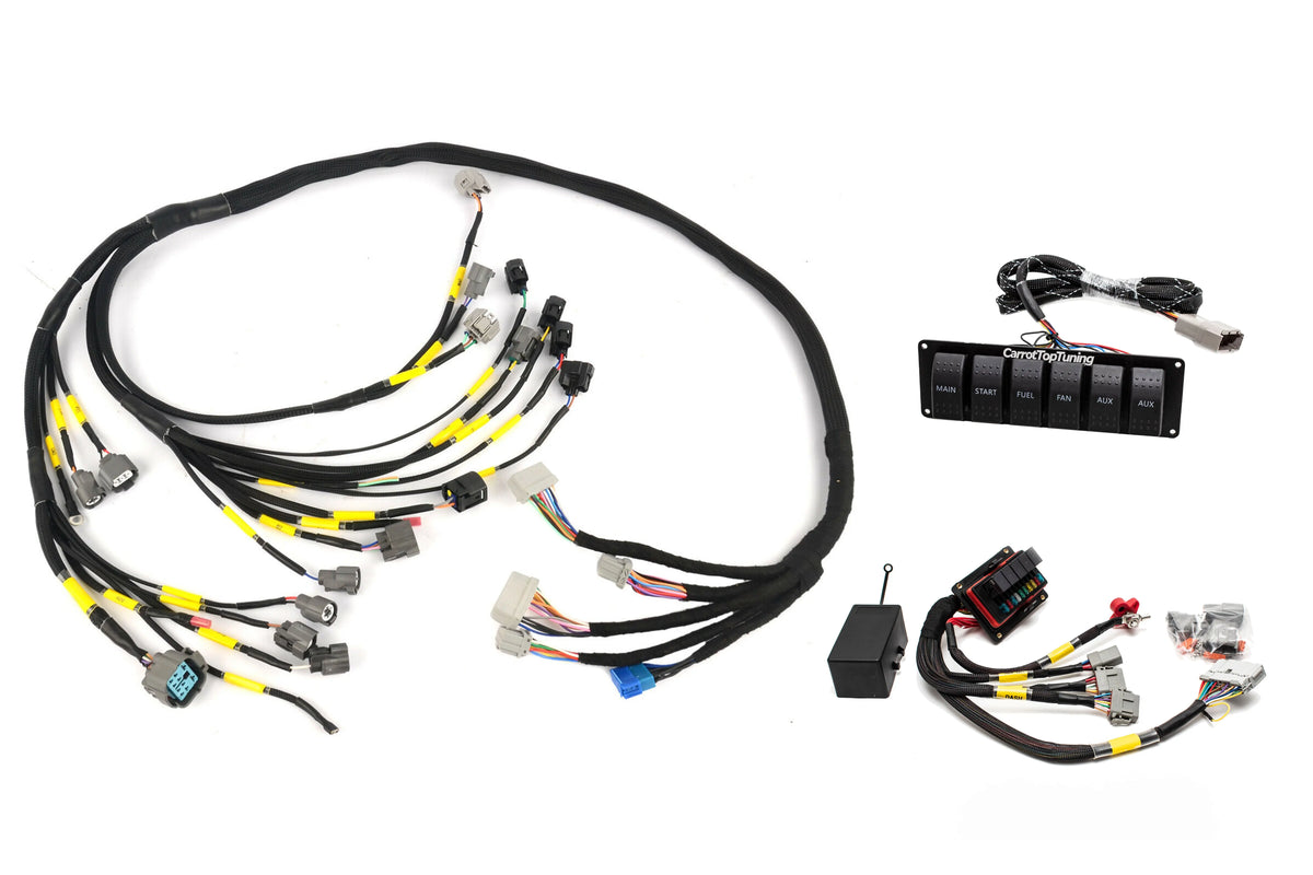 D & B-Series OBD2 Tucked Engine Harness Kit w/ Fuse Box, Switch Panel ...