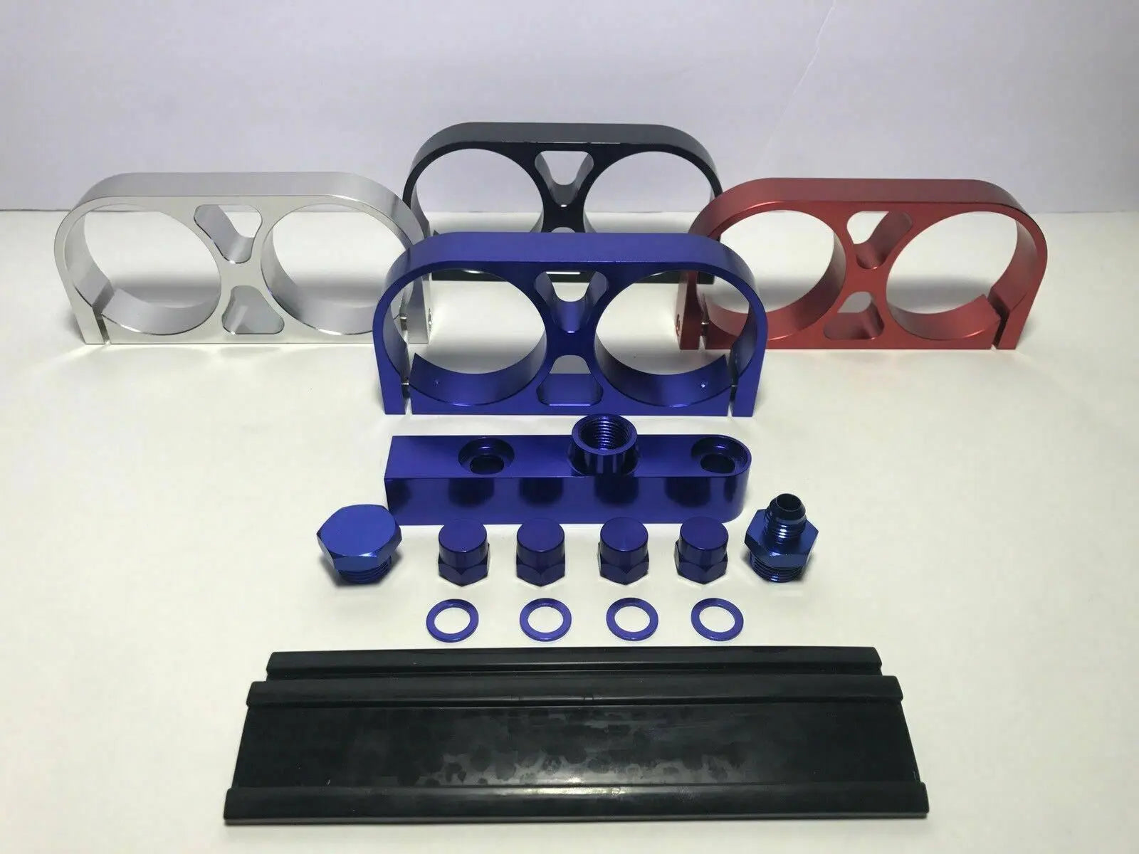 Twin Dual Bosch AEM 044 380LPH Fuel Pump Outlet Manifold Mounting Brac ...